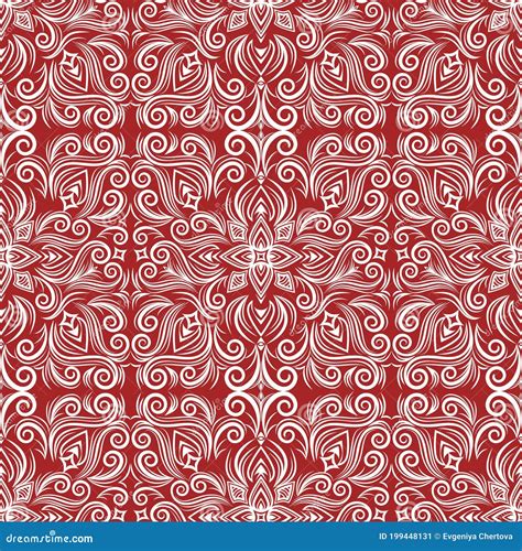 Vector Abstract Ornament Curve Swirls Seamless Pattern With Flowers And Curls Line Ethnic