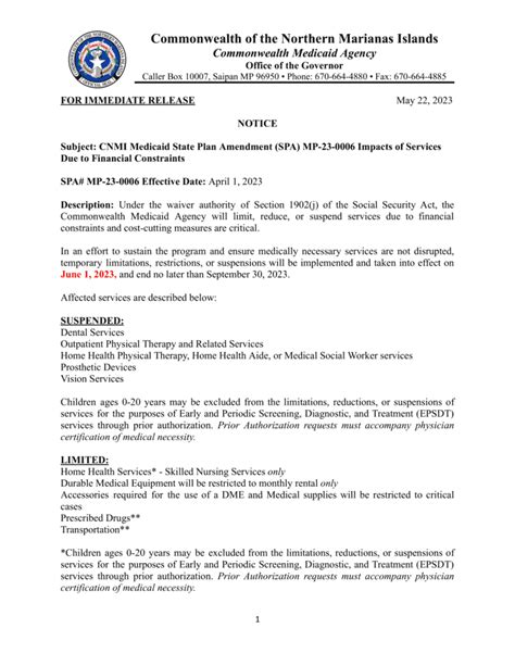 Public Notice CNMI Medicaid State Plan Amendment SPA MP 23 0006