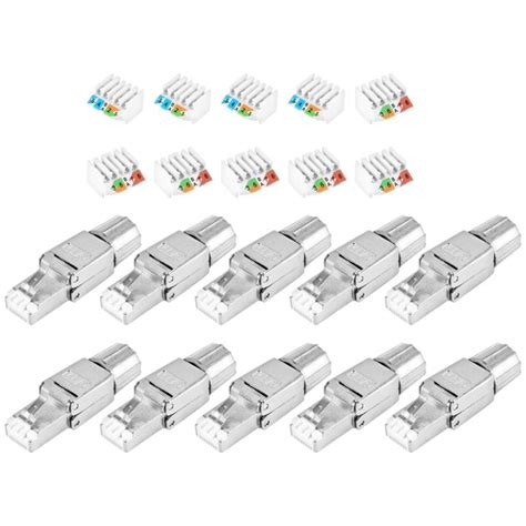 Rj45 Cat7 Connectors Tool Free Reusable Shielded Ethernet Termination Plugs Internet Plug Fast