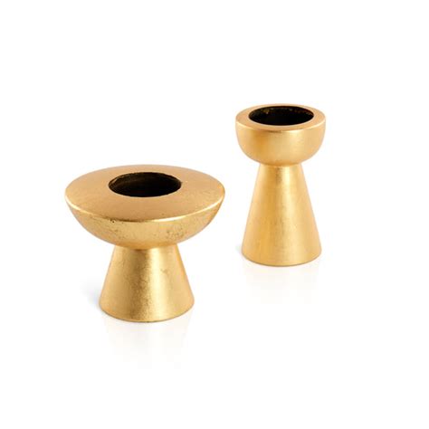 Gold Tapered Candle Holder Short Gil And Roy Props
