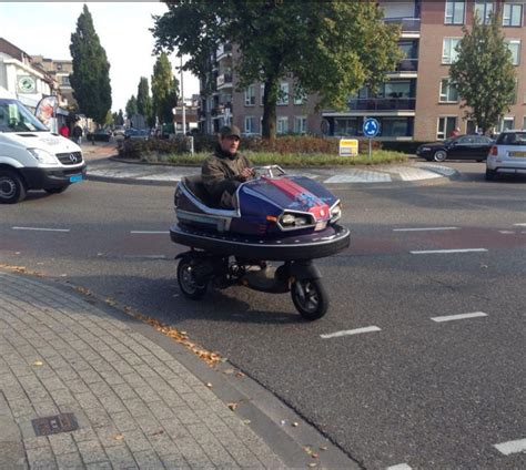 A Man From My City Mounted A Carnival Bumper Car To His Scooter Odd