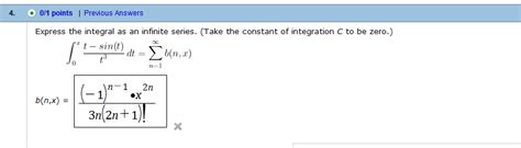 solved express the integral as an infinite series take the