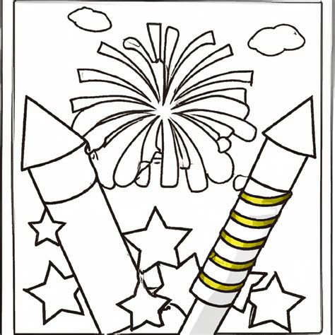 7 Desenhos de Fogos de Artifício para Imprimir e Colorir