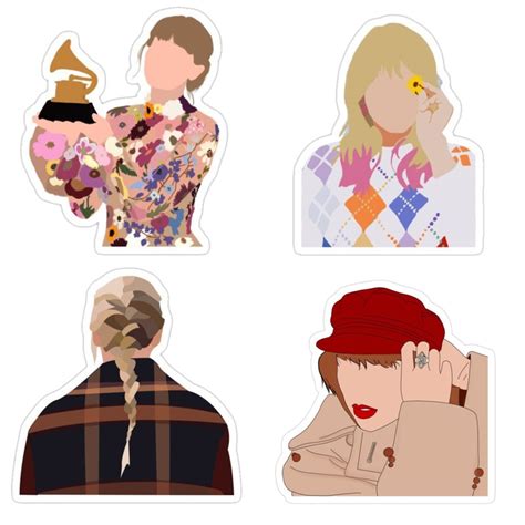 قیمت و خرید استیکر لپ تاپ طرح تیلور سوئیفت کد 011 مجموعه 4 عددی