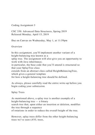 Coding Assignment CSC Advanced Data Structures Spri Docx