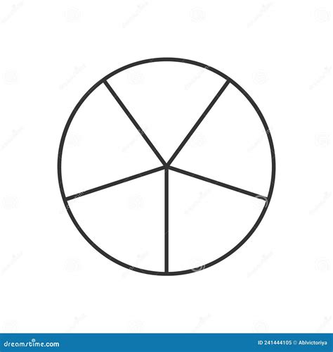 Circle Divided In 5 Segments Pie Or Pizza Round Shape Cut In Five