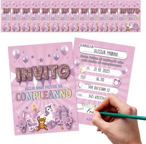 32 Pz Inviti Compleanno Bambina Originali Biglietti Invito Compleanno