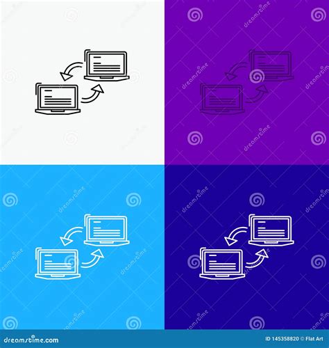 Computer Connection Link Network Sync Icon Over Various Background Line Style Design