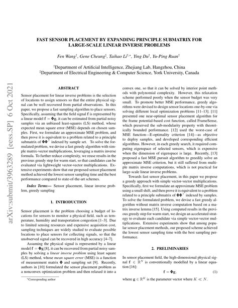 Pdf Fast Sensor Placement By Expanding Principle Submatrix For Large