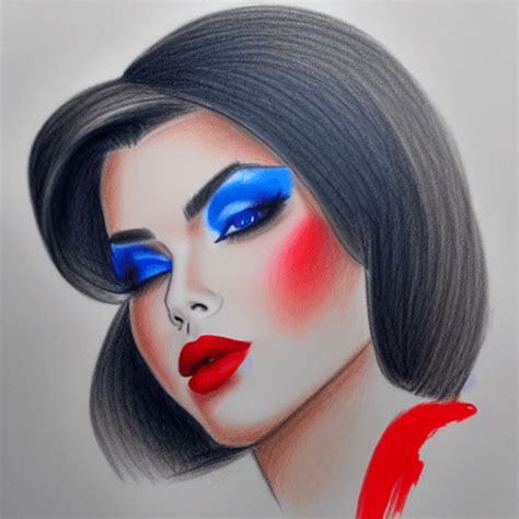 Beautiful Brunette With Red Lips And Blue Eyes · Creative Fabrica