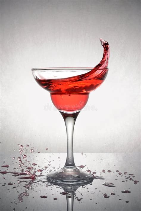Splash In Glass Of A Pink Alcoholic Cocktail Drink Stock Image Image