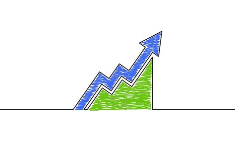 Continuous Line Drawing Of Graph Illustration Of Arrow Up Bar Chart