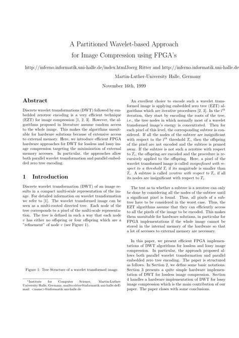 Pdf A Partitioned Wavelet Based Approach For Image Compression Using Fpgas