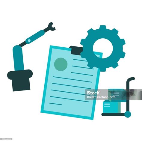 공장 문서 벡터 일러스트 레이 션입니다 현대 평면 벡터 일러스트 레이 션 단색 와 산업 테마 개발에 대한 스톡 벡터 아트 및