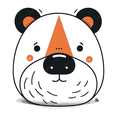 바탕에 고립된 귀여운 판다 얼굴 만화 터 일러스트레이션 프리미엄 벡터