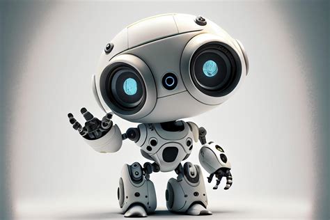 Cute Robot On A White Backdrop With A Pointing Hand And A Winking Eye Technological Idea