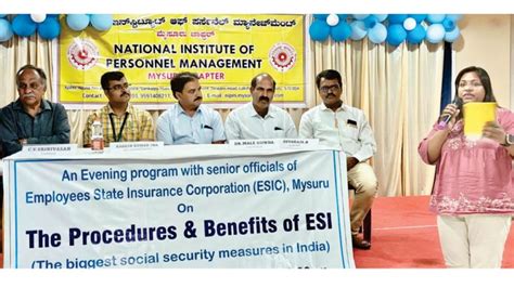 Nipm Conducts Session On ‘procedures And Benefits Of Esi Star Of Mysore
