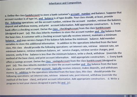 Solved Inheritance And Composition A Define The Class