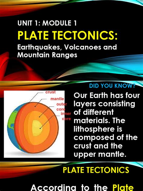 Science10 Unit1 Module1 Plate Tectonics Lecture Pdf Plate Tectonics