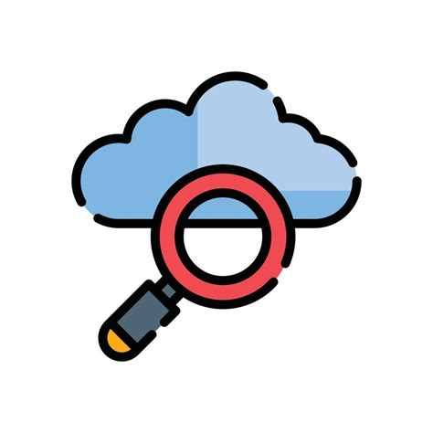 Cloud Data Search Vector Outline Filled Icon Cloud Computing Symbol Eps