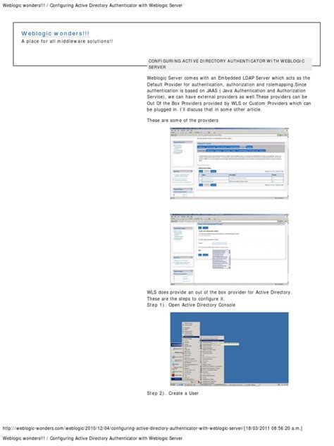 Configure Ad Authenticator In Weblogic Pdf Active Directory