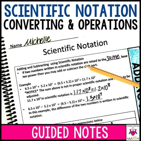 Operations With Scientific Notation Notes And Converting Practice 8th