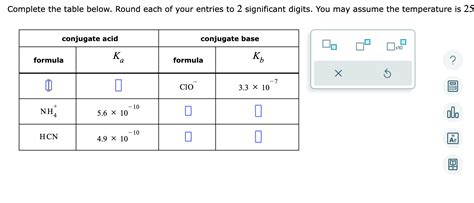 solved complete the table below round each of your entries