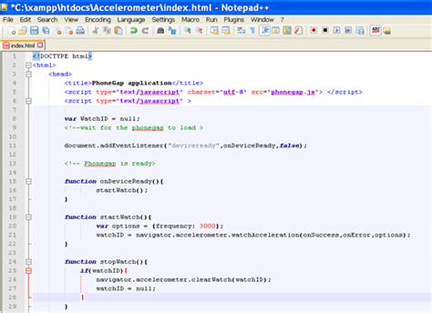 Implementing Accelerometer With Phonegap