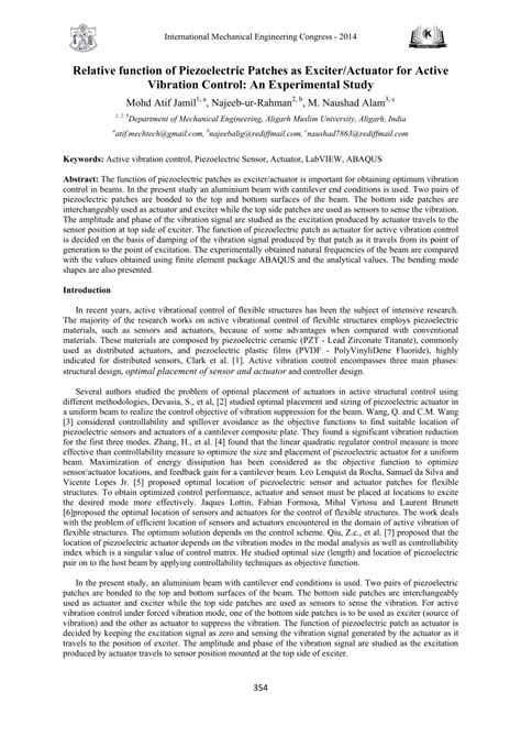 Pdf Relative Function Of Piezoelectric Patches As Exciteractuator For Active Vibration