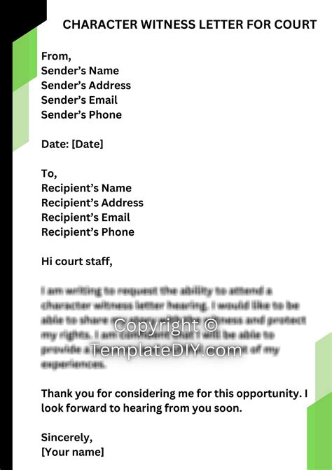 Character Witness Letter For Court Template In Pdf Word