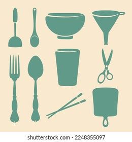 Kitchen Tools Set Silhouette Collections Stock Vector Royalty Free