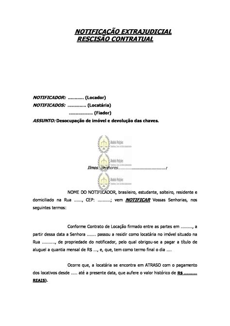 Notificação Extrajudicial Rescisão Contrato De Locação Notificação