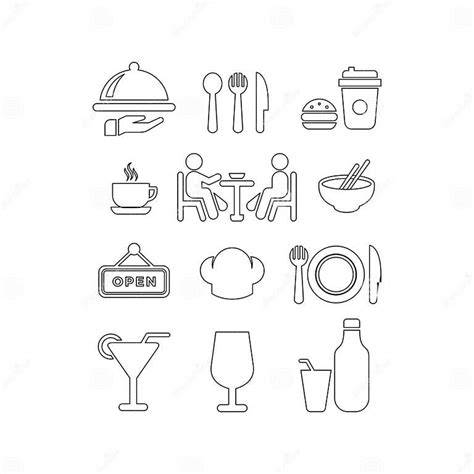 Food And Drink Line Icons Set Vector Graphic Illustration Suitable For