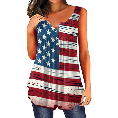 Pmuybhf Female 4july Womens Shirts Plus Size Sexy Women Summer Fashion