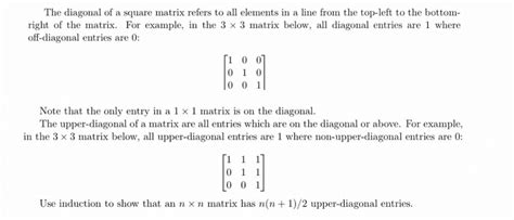 Solved The Diagonal Of A Square Matrix Refers To All Chegg
