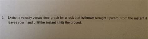 Solved 3 Sketch A Velocity Versus Time Graph For A Rock