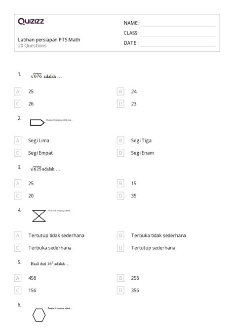 50 Lembar Kerja Segi Enam Untuk Kelas 4 Di Quizizz Gratis And Dapat Dicetak