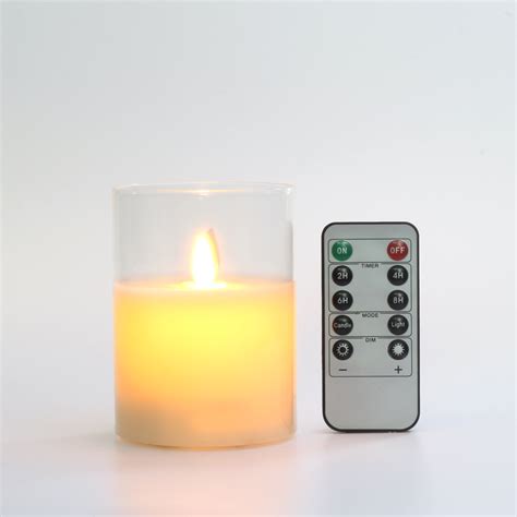 Glass Flameless Candles Set Real Wax Pillars And Moving Flame Wick Led