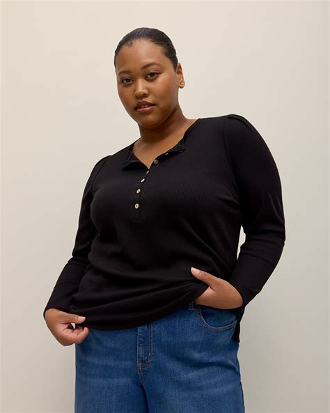 Long Sleeve Waffle Knit Henley Top Penningtons