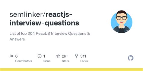 Github Semlinkerreactjs Interview Questions List Of Top 304 Reactjs