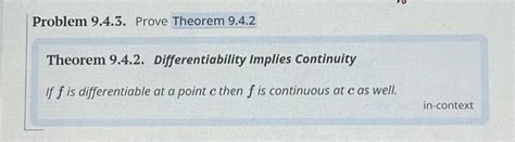 Solved Theorem 9 4 2 Differentiability Implies Continuity