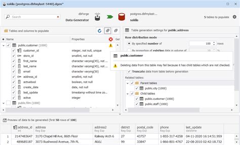 Table Generation Settings