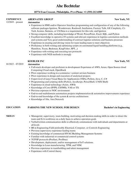 Automation Resume Examples At Jean Shinn Blog