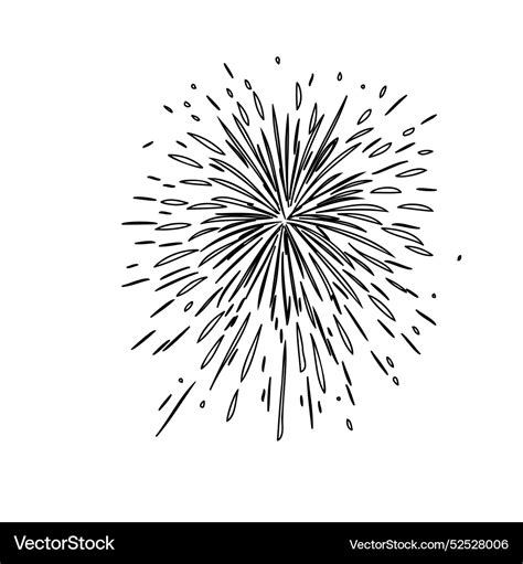 Celebration Fireworks Splash Outline Sketch Vector Image