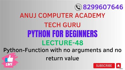Python Function With No Arguments And No Return Value Youtube