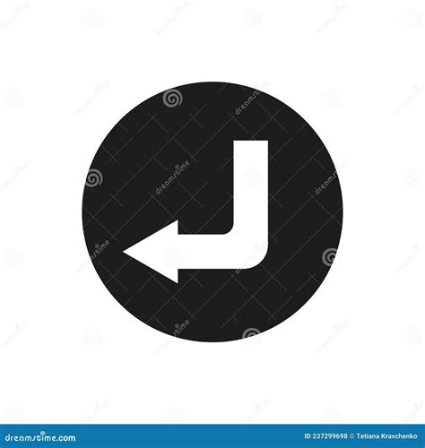Corner Down Left Arrow Soft Angular Sign Black Circle Navigation App Element Vector