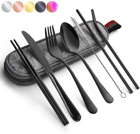 Travel Reusable Utensils Silverware With Casecamping Cutlery Set