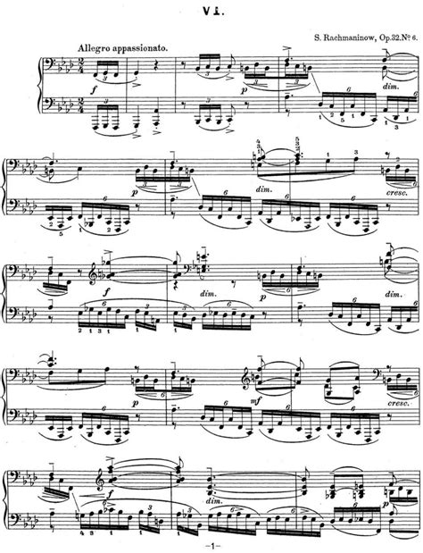 拉赫玛尼诺夫 钢琴前奏曲17 F小调 Op 32 No 6 钢琴谱 简谱