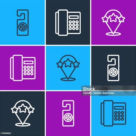 설정 라인 방해하지 마십시오 별 5 개 등급 검토 및 전화 송수화기 아이콘 벡터 1위에 대한 스톡 벡터 아트 및 기타 이미지 1위 5 가정의 방 Istock