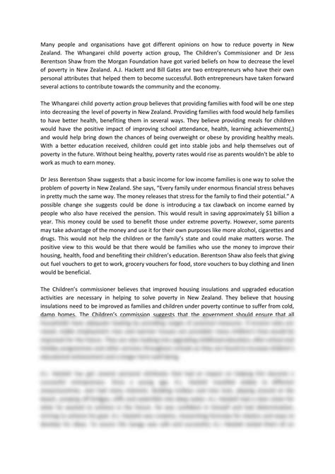 Poverty Essay Social Studies Level 2 Ncea Thinkswap